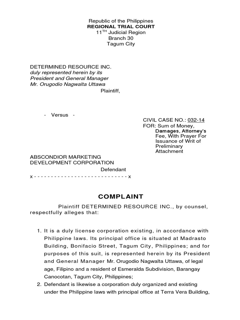 Complaint - Practice Court | PDF | Lawsuit | Complaint