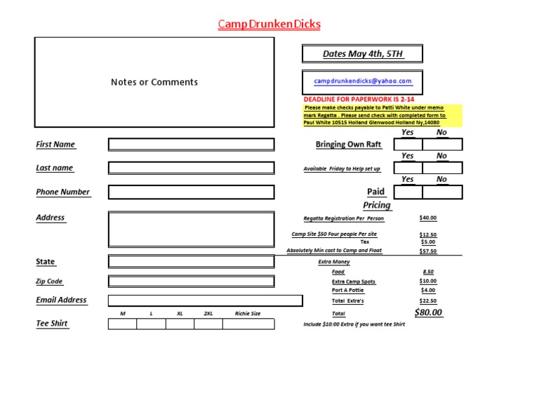Regatta Form Template Form | PDF