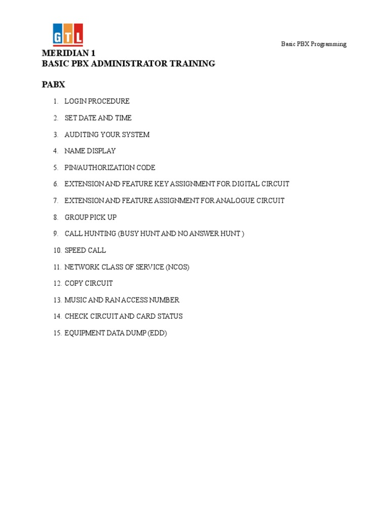Meridian PBX Basic Programming Guide | PDF | Login | Computer Terminal