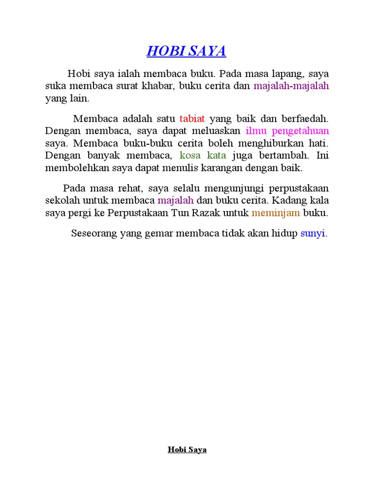 Hobi Saya | PDF