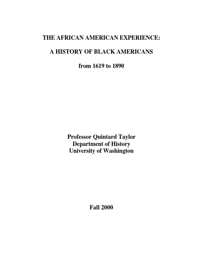 A History of Black Americans | PDF | Slavery In The United States ...