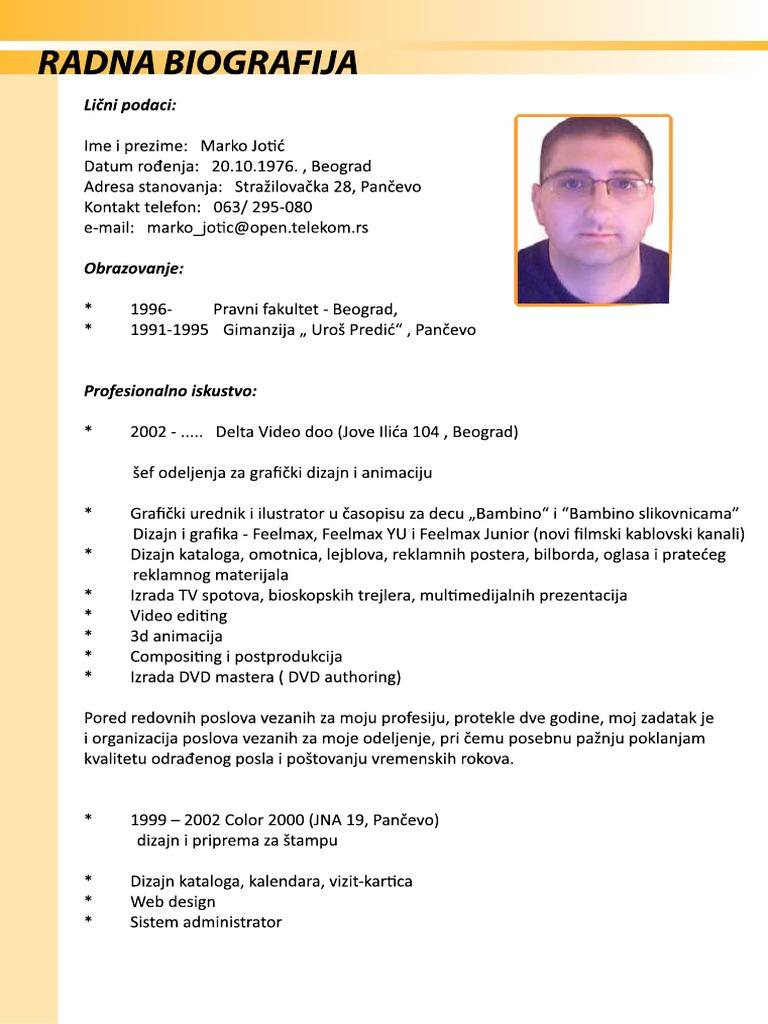 CV I Portfolio - Marko Jotic | PDF