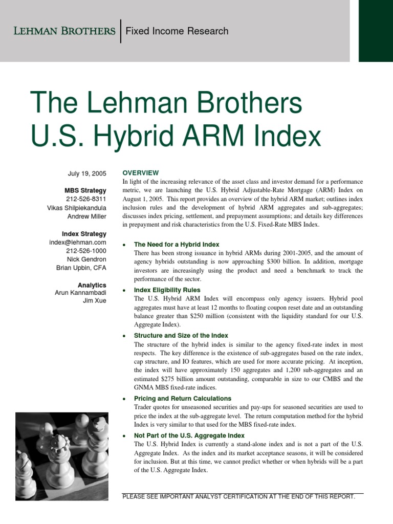 Lehman ARM Index | PDF | Mortgage Backed Security | Adjustable Rate ...