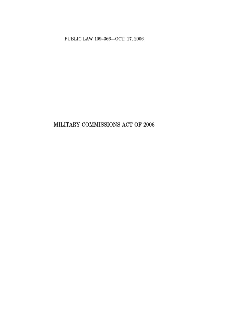 Military Commissions Act | Download Free PDF | Evidence (Law ...