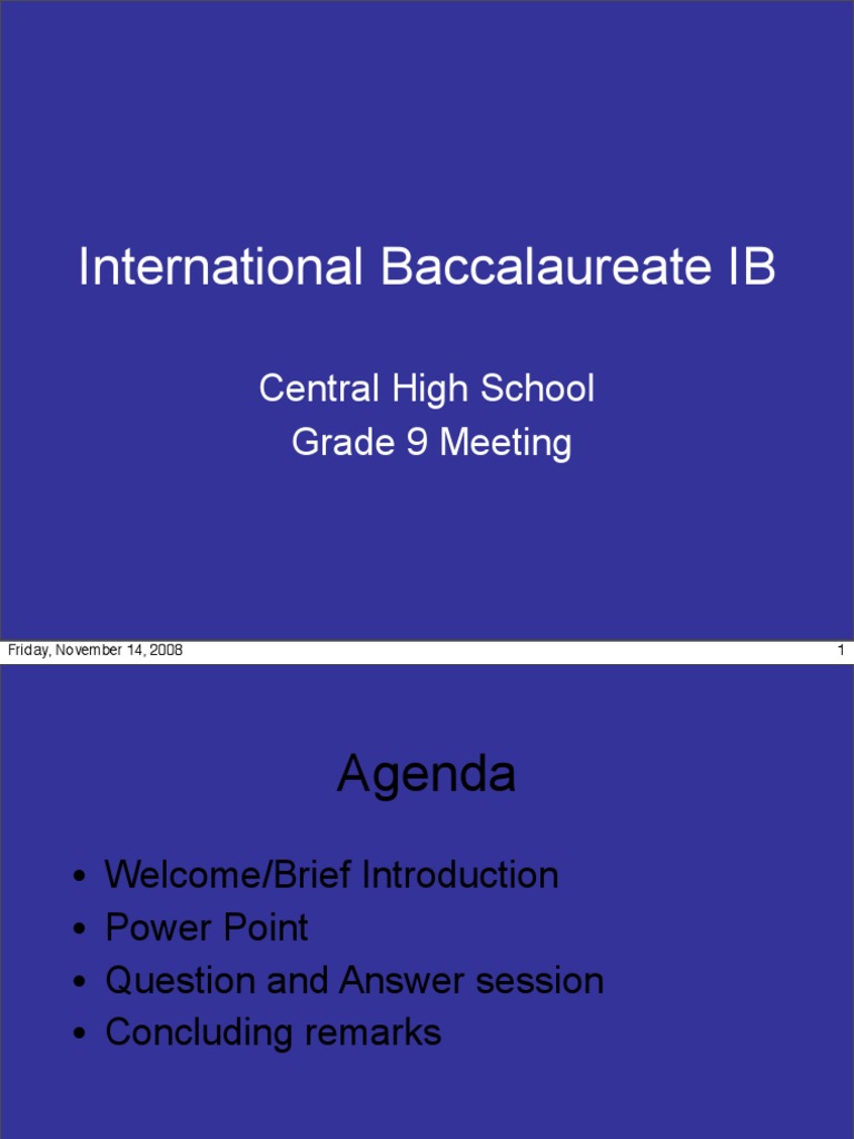 Central High School IB Program Overview | PDF | Educational Stages ...