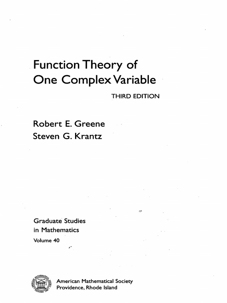 Function Theory One Complex | PDF | Holomorphic Function | Complex Analysis