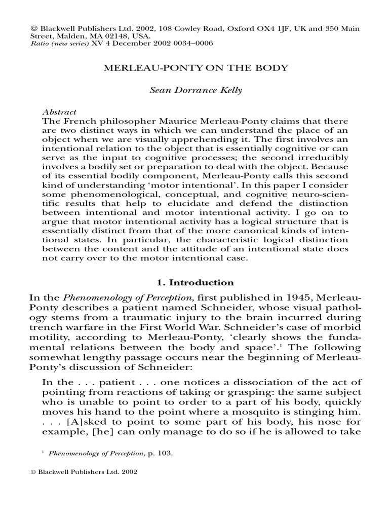 Merleau-Ponty On The Body | PDF | Contemporary Philosophy | Emergence