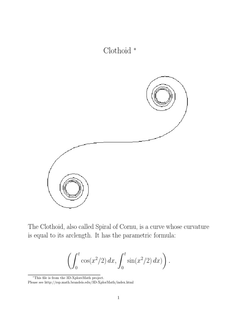 Spiral Clothoid | Curvature | Trigonometric Functions