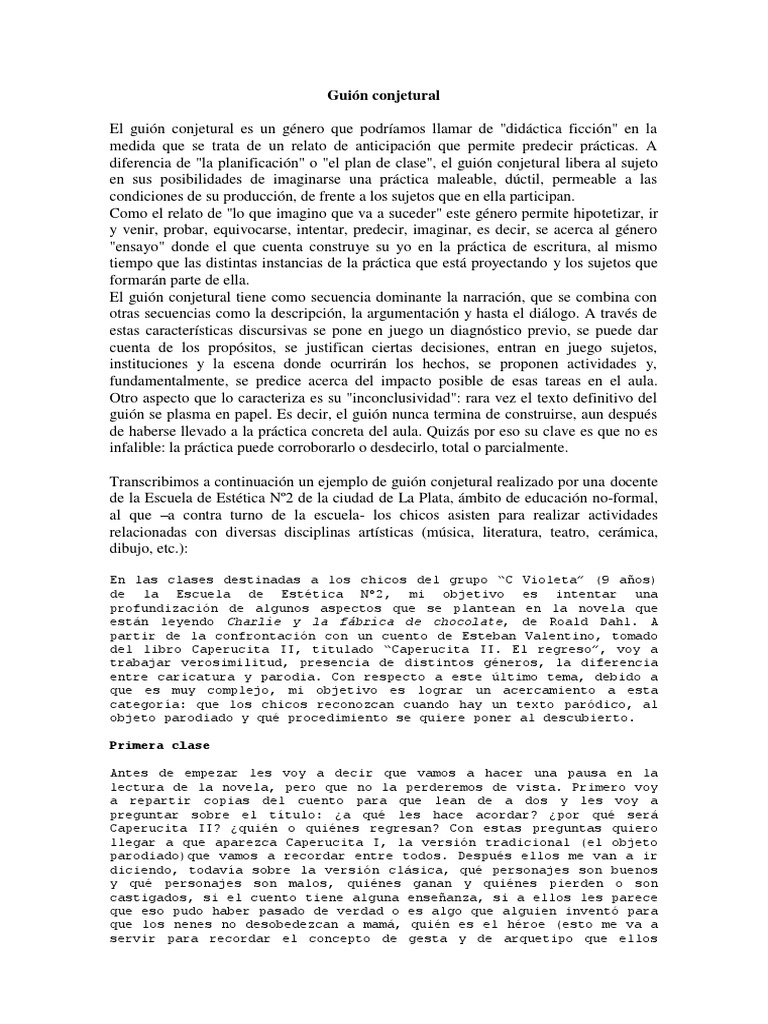 Guión Conjetural | PDF | Cuentos | Novelas