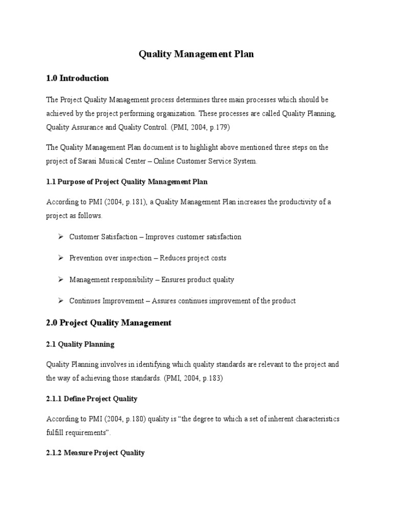 Quality Without Compromise: A Comprehensive Quality Management Plan for ...