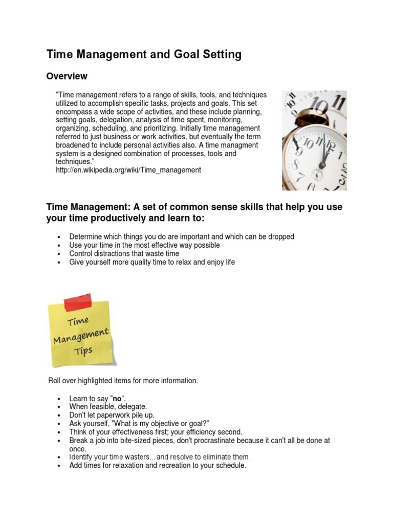 Time Management and Goal Setting | PDF | Time Management | Professional ...
