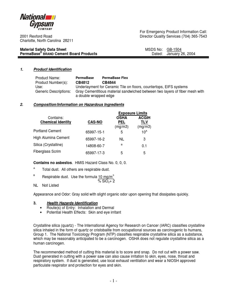 msds | Silicon Dioxide | Dust