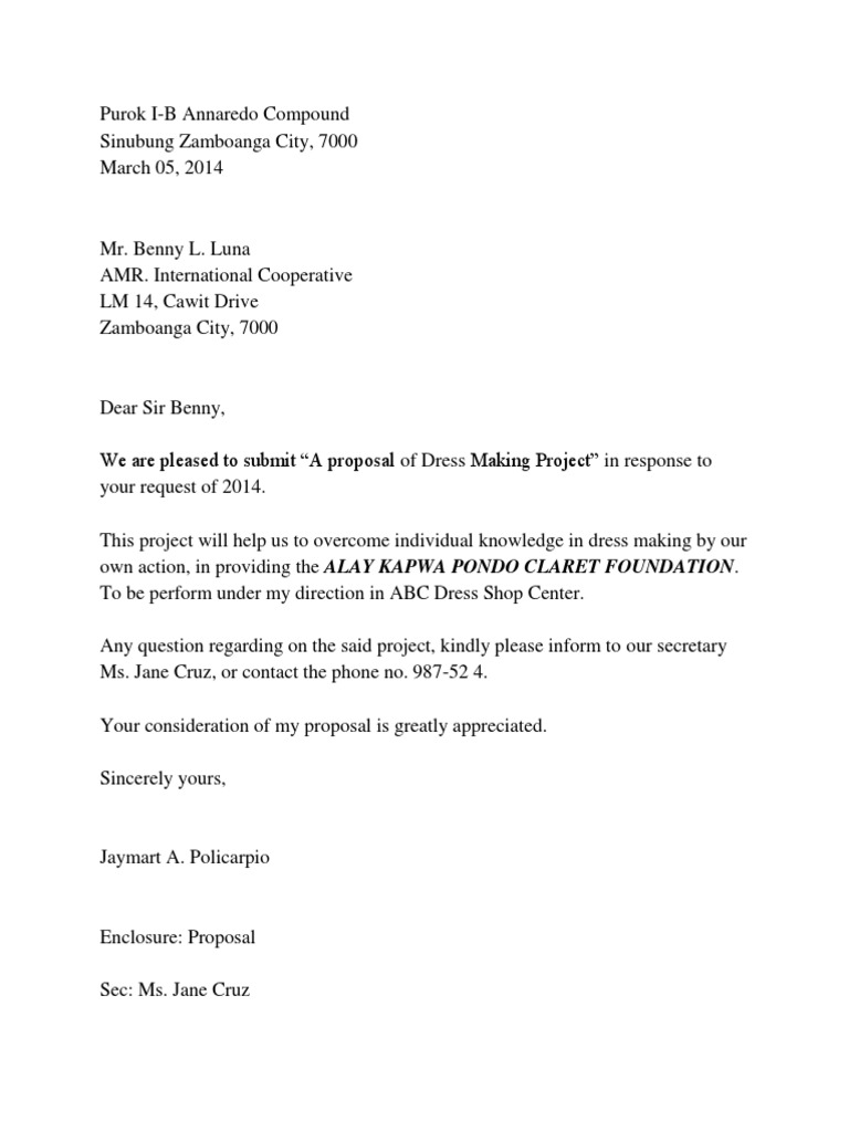 Dress Making Project Proposal Submission | PDF