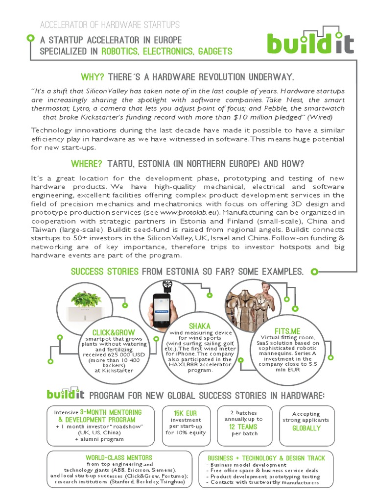 BuildIt Accelerator of Hardware Startups | PDF | Startup Company ...