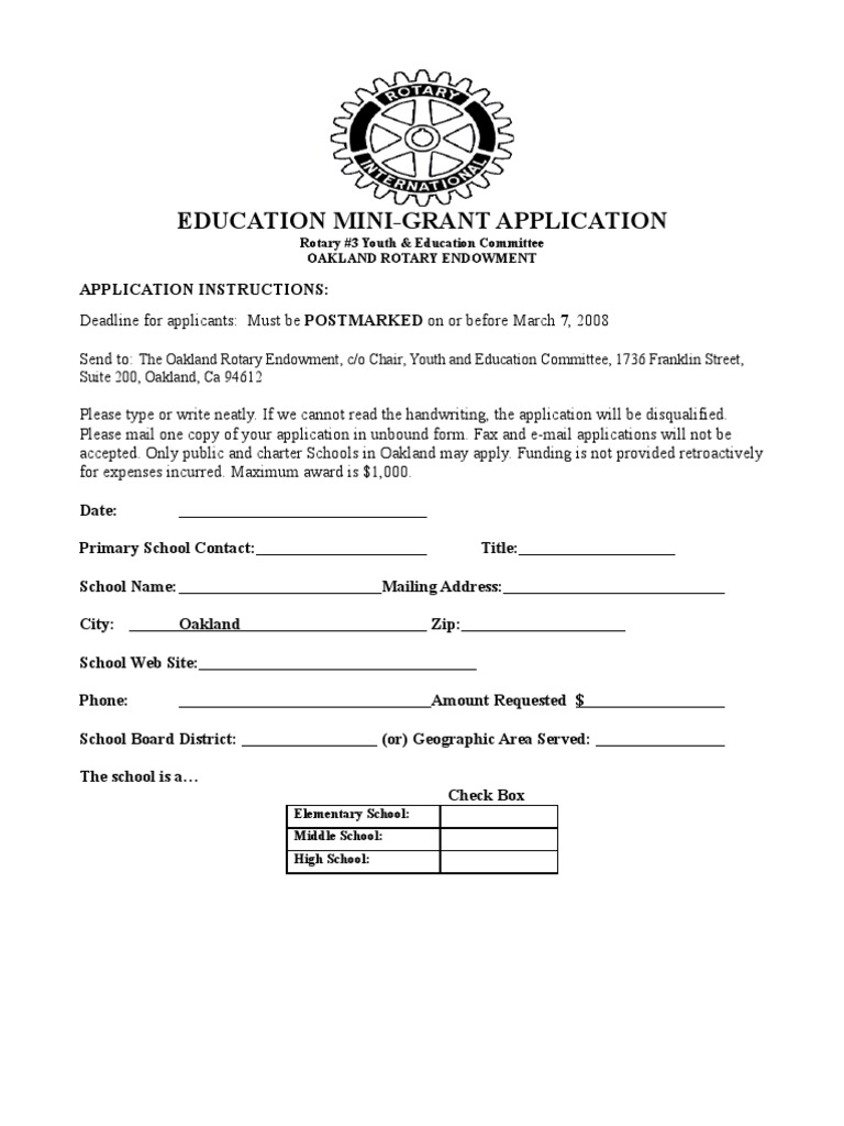 2008 Mini Grant Application | PDF | Budget | Business