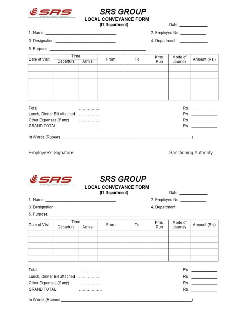 Srs Group: Local Conveyance Form | PDF