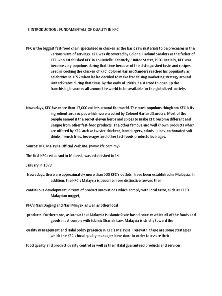 KFC Quality Managment | PDF | Quality Assurance | Foods