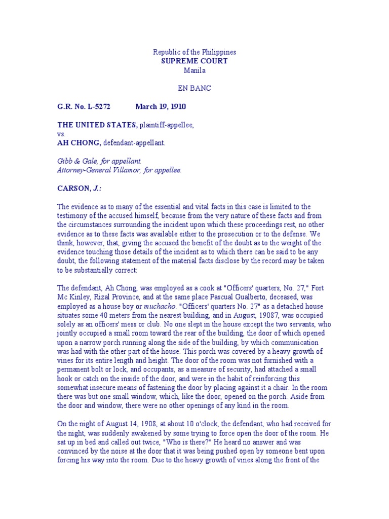 US vs. Achong | PDF | Intention (Criminal Law) | Crime & Violence