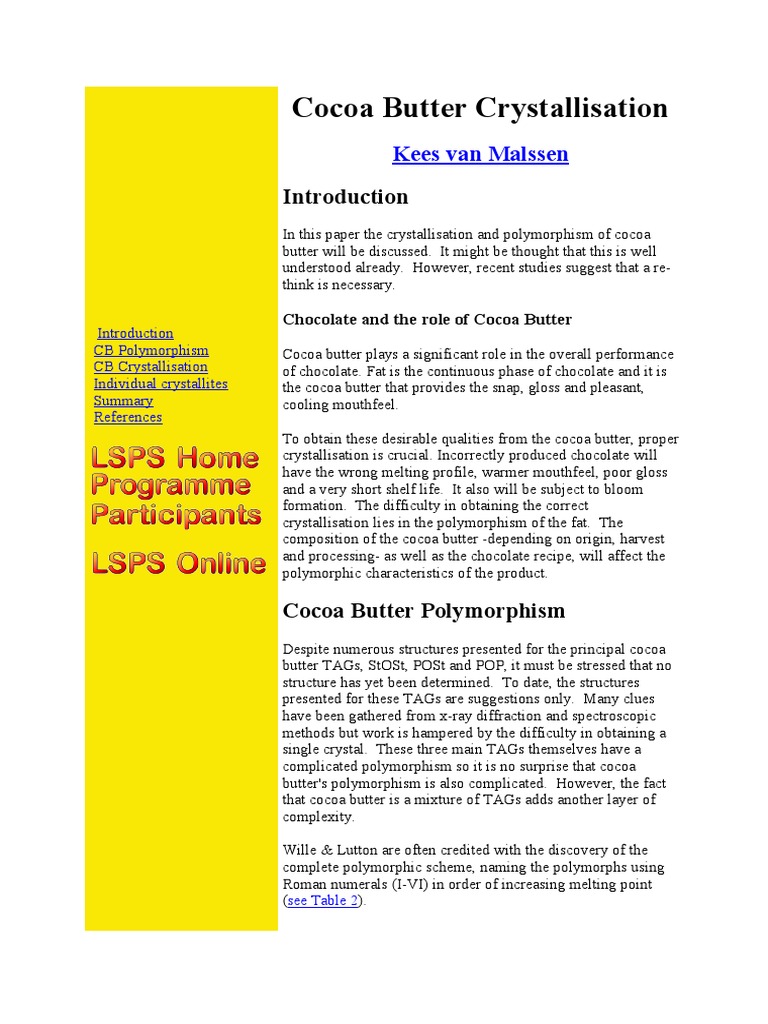 Cocoa Butter Crystallisation | PDF | Crystallization | Chocolate