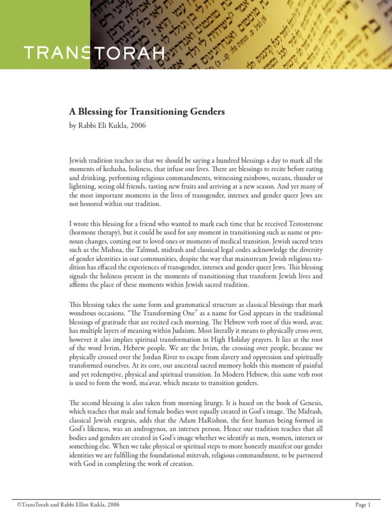Blessing For Transitioning Genders | PDF | Blessing | Transgender