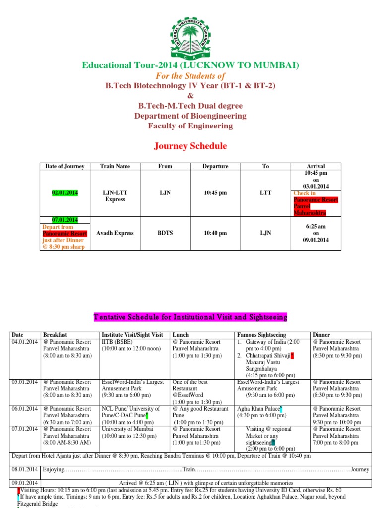 Modified Schedule Tour | PDF | Tourism | Leisure