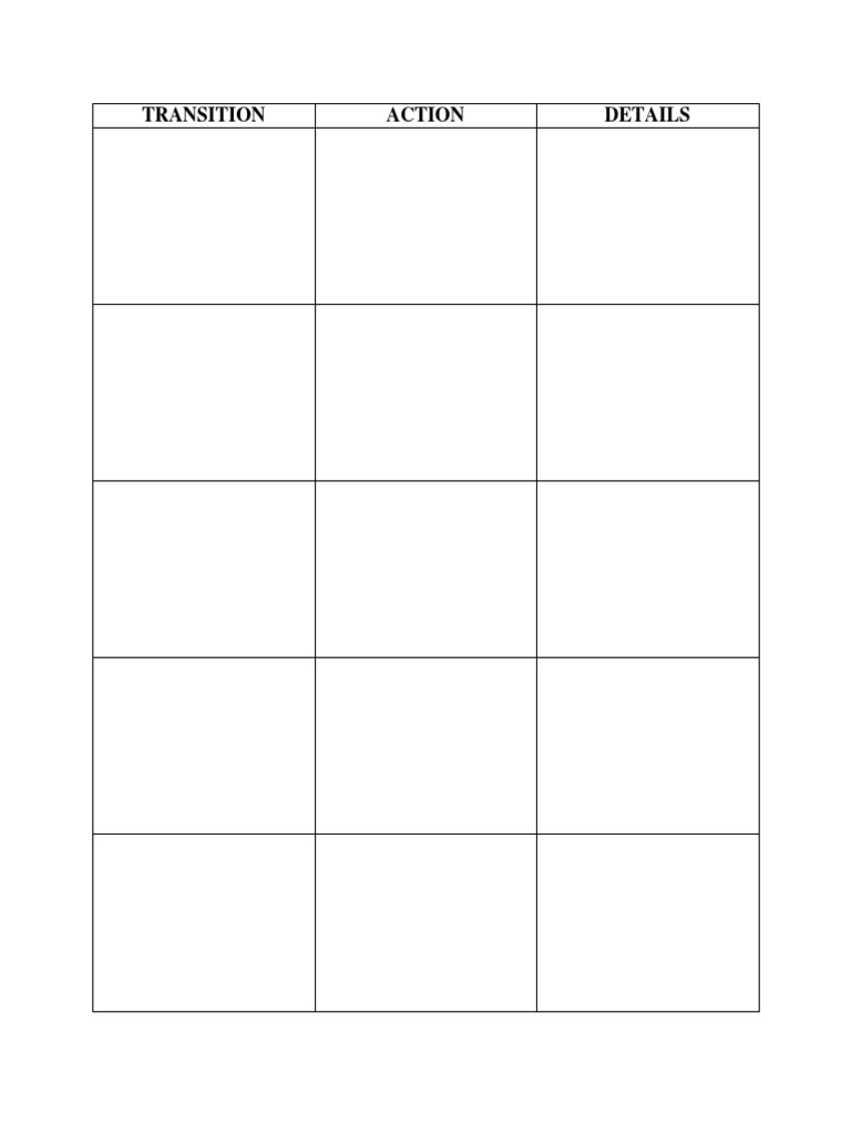 Narrative Table Transition Details | PDF