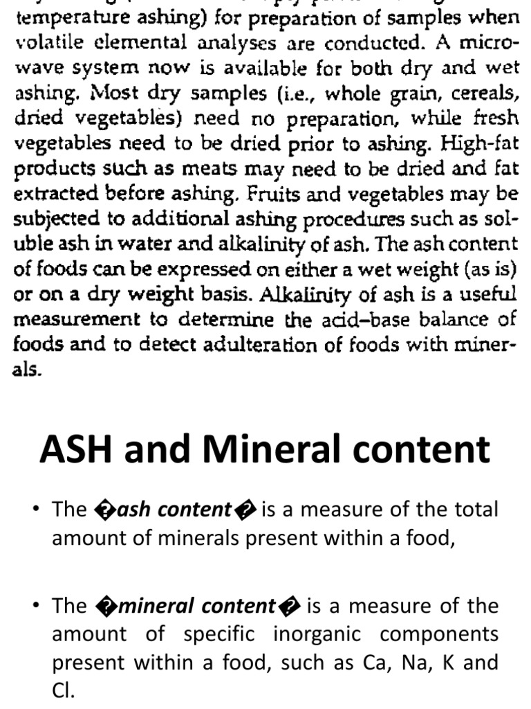 Ash Determination Lecture | PDF | Solubility | Minerals
