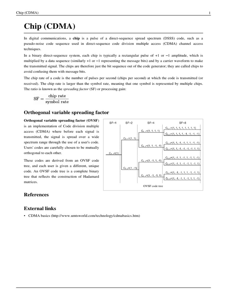 Chip (CDMA) : Orthogonal Variable Spreading Factor | PDF | Technology & Engineering