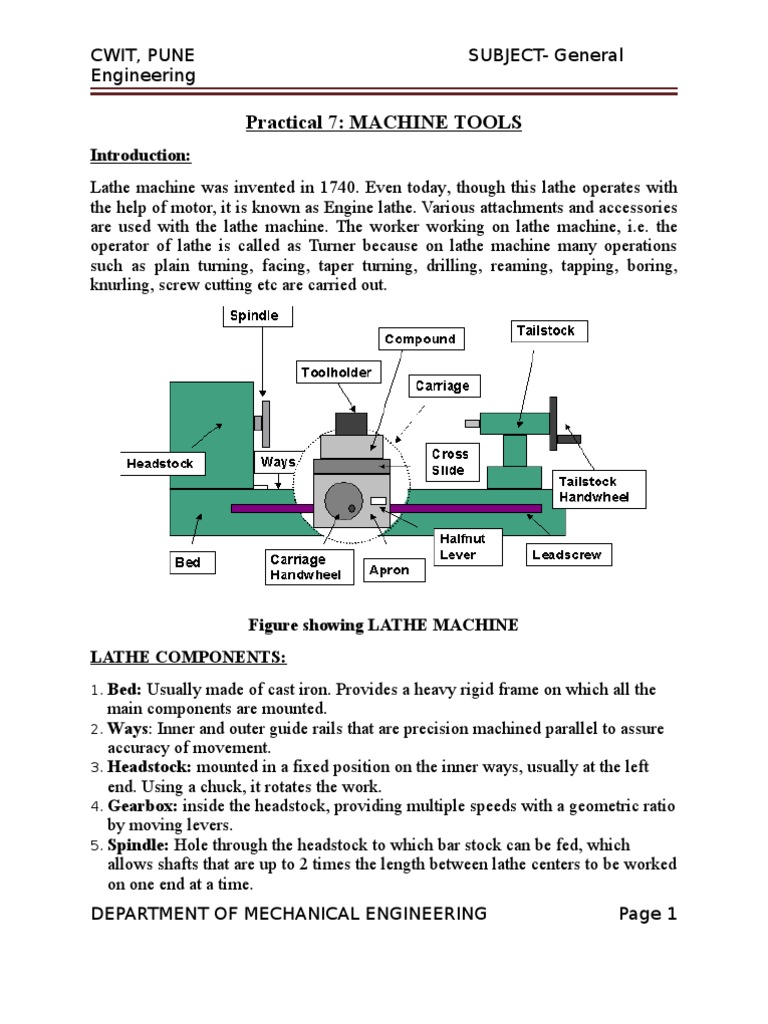 Practical 7 Lathe Machine | PDF | Machining | Crafts