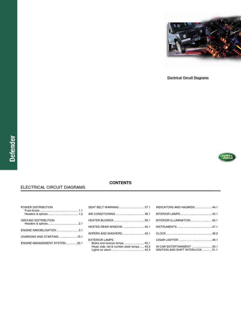 Defender Electrical Diagrams | PDF | Fuse (Electrical) | Fuel Injection