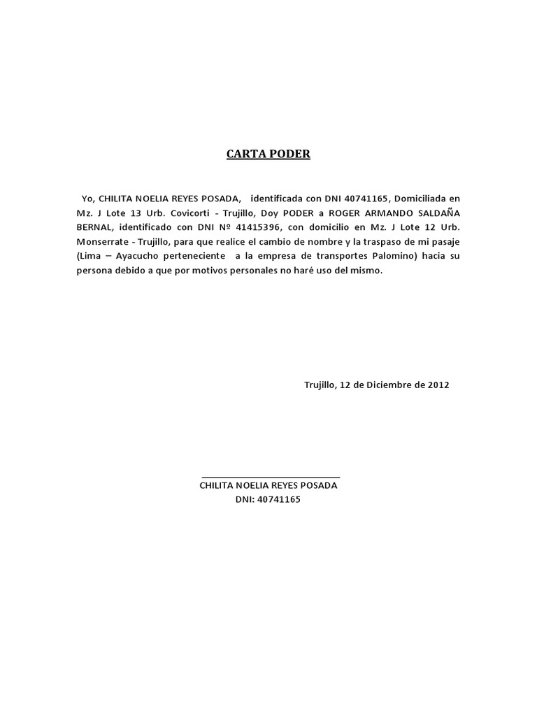 Carta Poder | PDF | Derecho