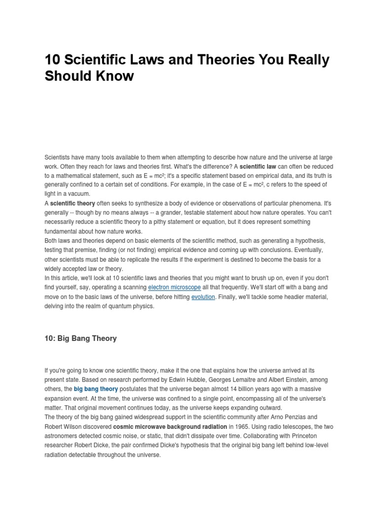 10 Scientific Laws and Theories You Really Should Know | PDF | Orbit ...
