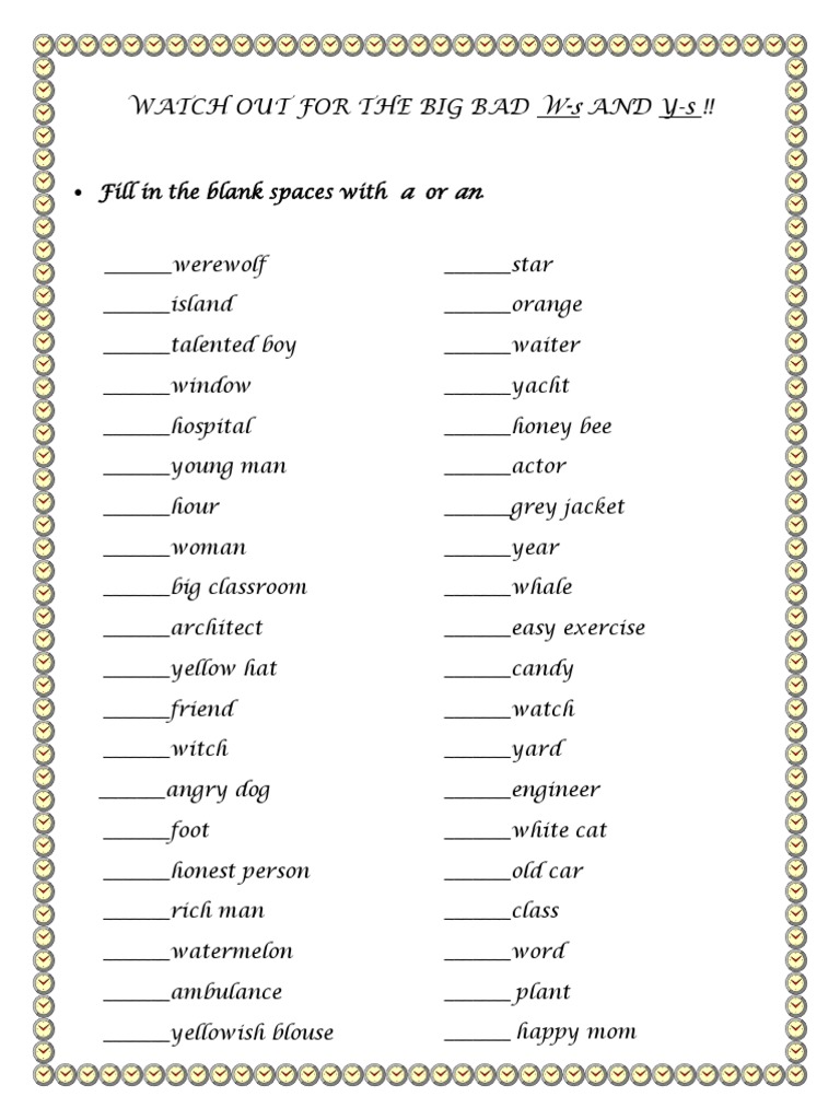The Indefinite Article A-An Exceptions | PDF
