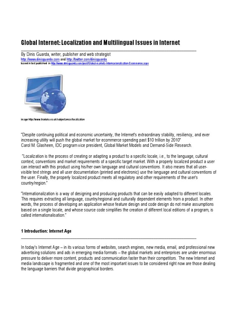 Global Internet Localisation and Multilingual Issues | PDF | Search ...