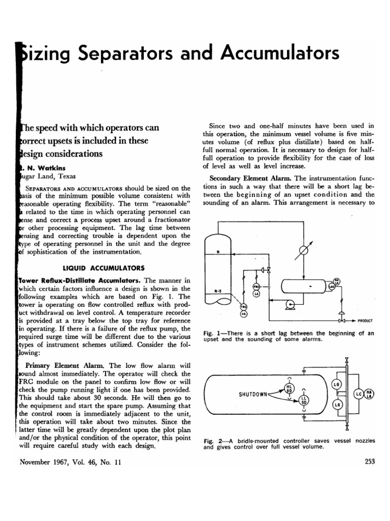 Sizing Separators and Accumulators PDF | PDF
