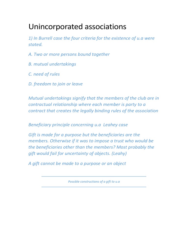Unincorporated Associations | PDF | Trust Law | Concurrent Estate