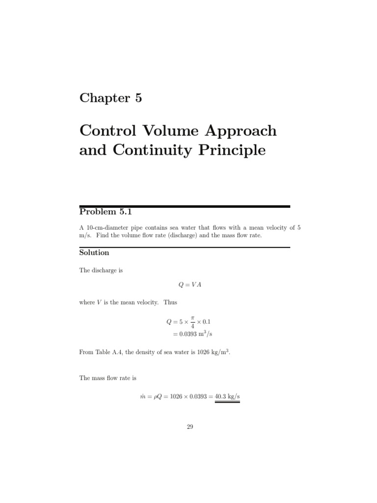5 Practice Problem Control Volume Approach and Continuity Principle ...