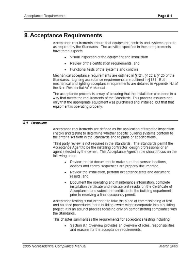 FAT HVAC, Acceptance Requirements | PDF | Hvac | Duct (Flow)