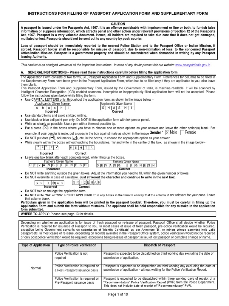 Passport Instructions | Download Free PDF | Passport | Birth Certificate