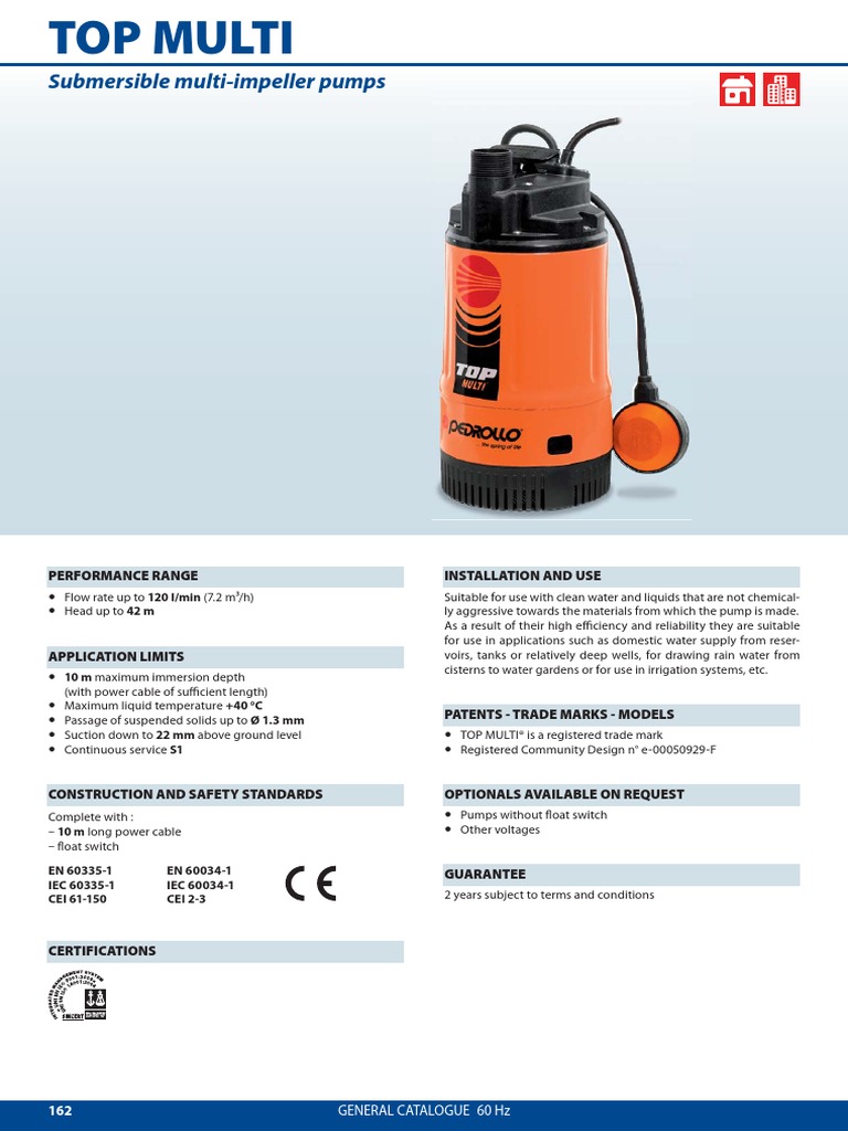 Pedrollo Top Multi - 60hz en | PDF | Pump | Capacitor