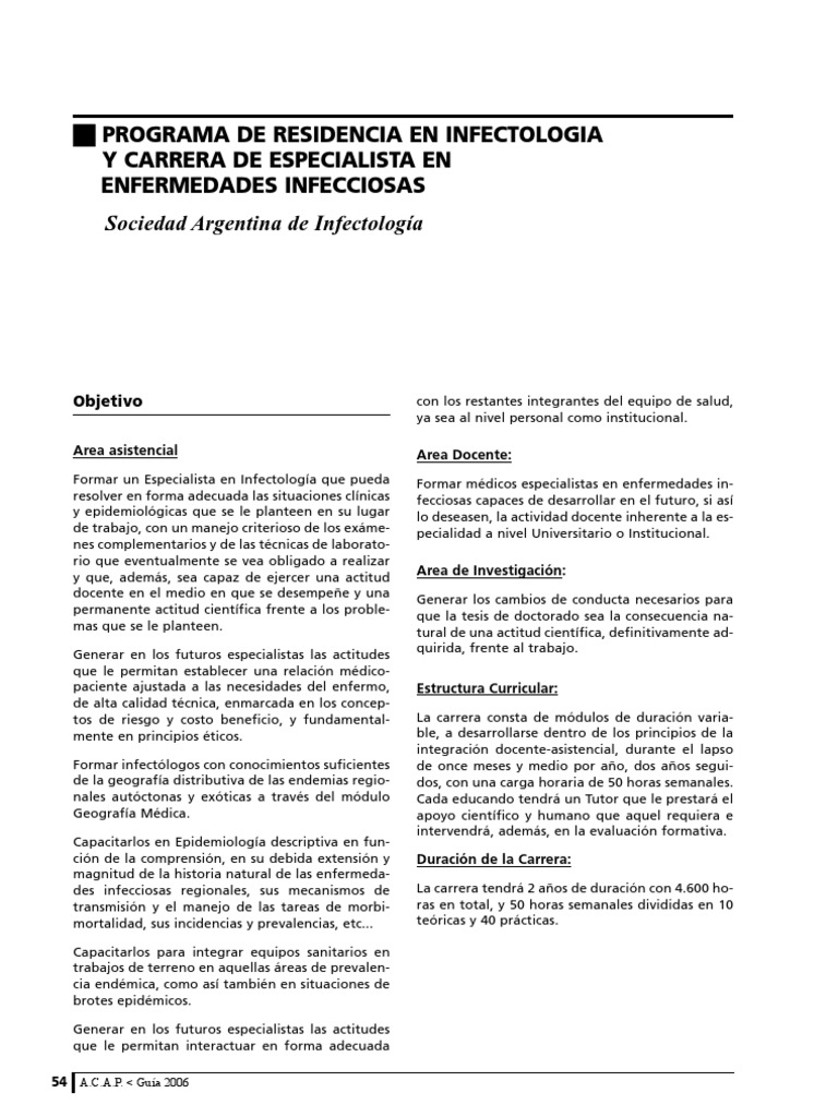 Programa de Residencia en Infectologia | PDF | Epidemiología | Maestros