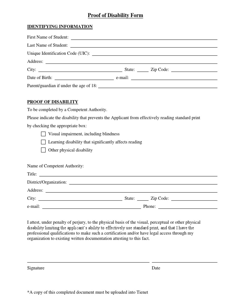 Proof of Disability Form | PDF