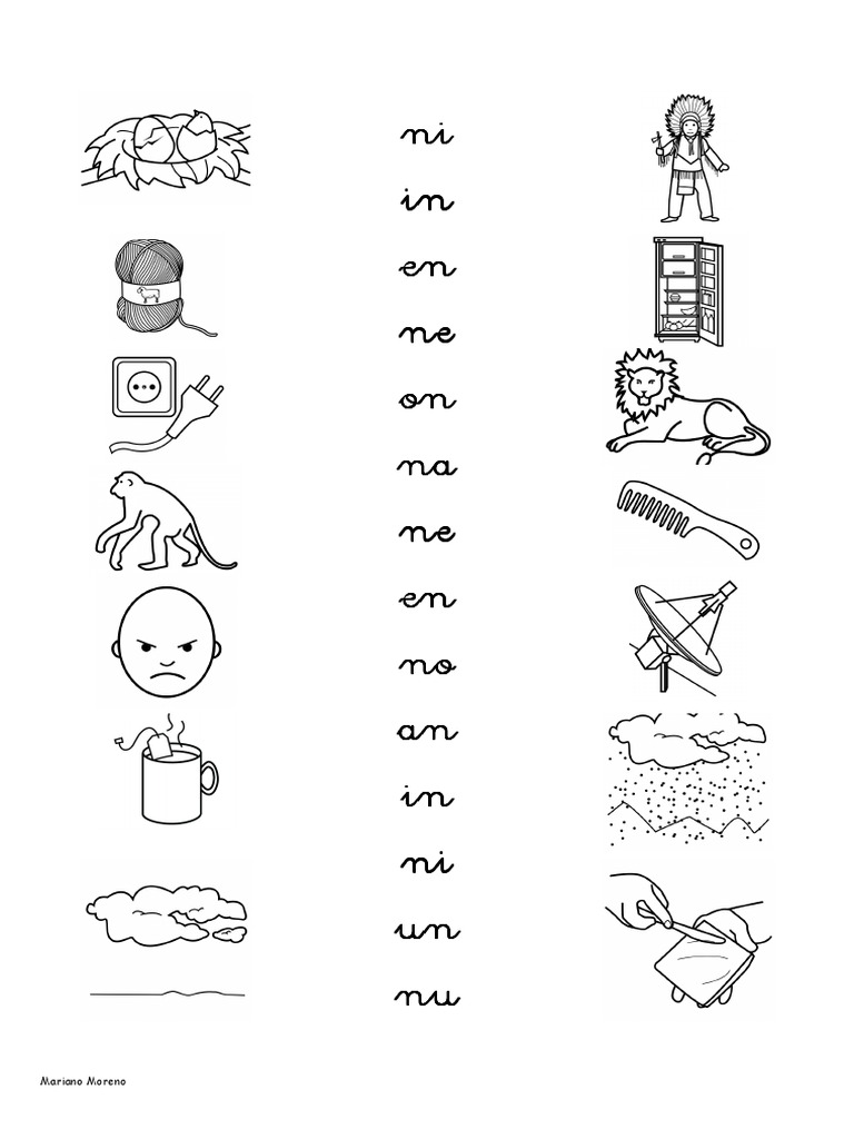 Fichas de sílabas inversas