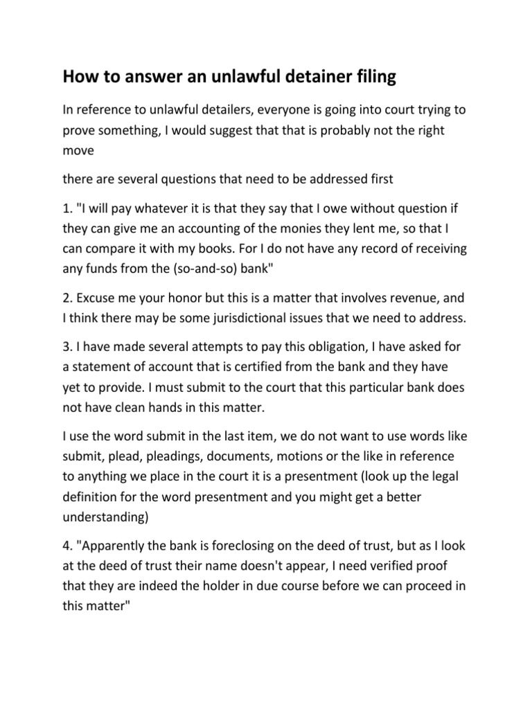 How to Answer an Unlawful Detainer Filing | Evidence (Law) | Standing (Law)