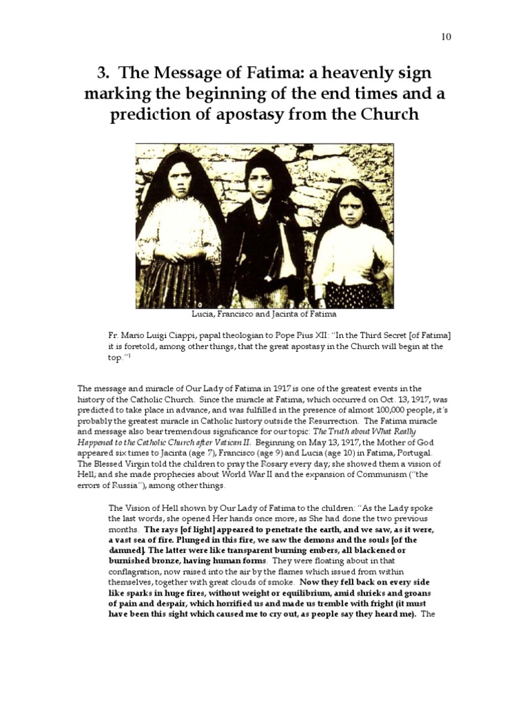 The Message of Fatima: A Heavenly Sign Marking The Beginning of The End ...
