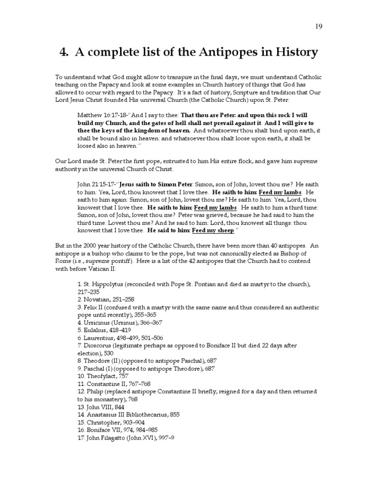 List of Historical Antipopes | PDF | Pope | Catholic Church
