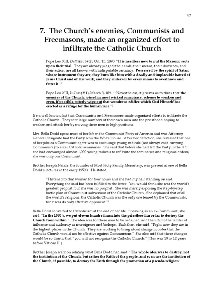 The Church's Enemies, Communists and Freemasons, Made An Organized ...