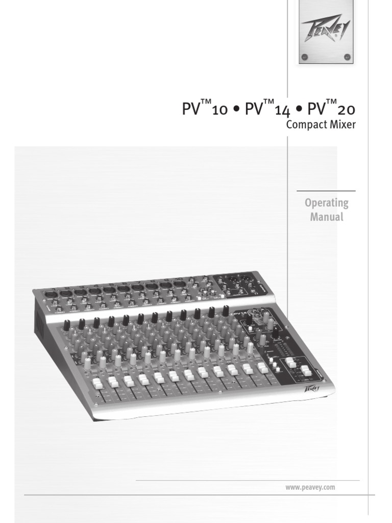 Peavey-Pv20-Compact Mixer Owners Manual | PDF | Audiología | Enchufes y ...