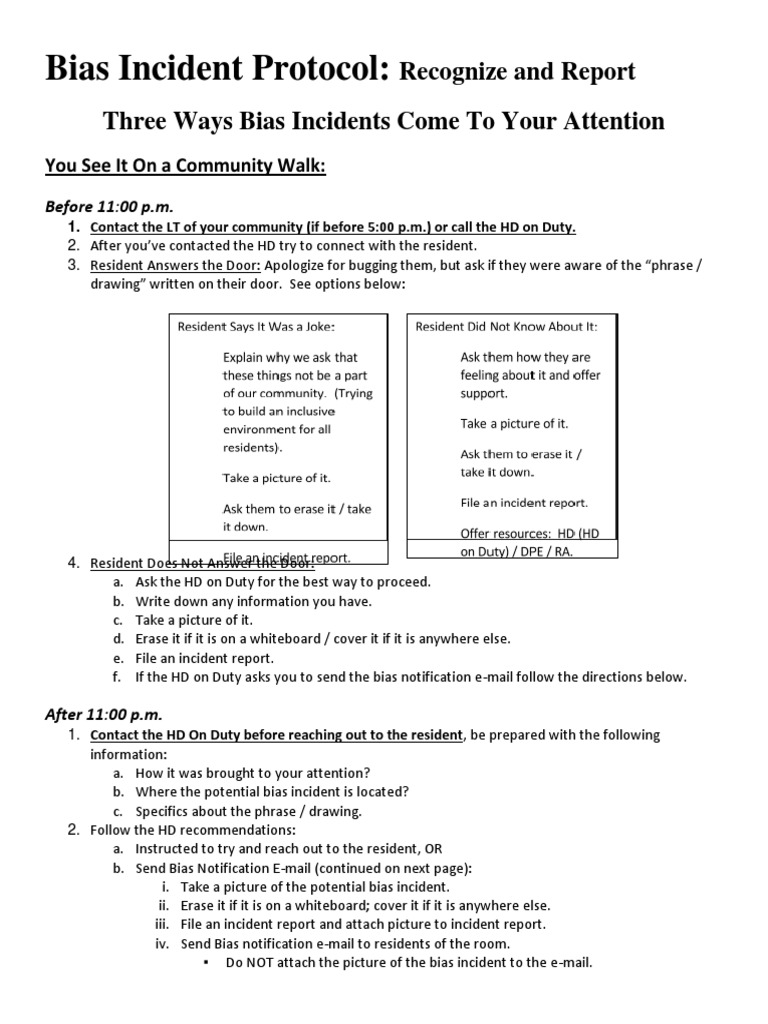 Bias Incident Reporting Guidelines | PDF | Communication | Business