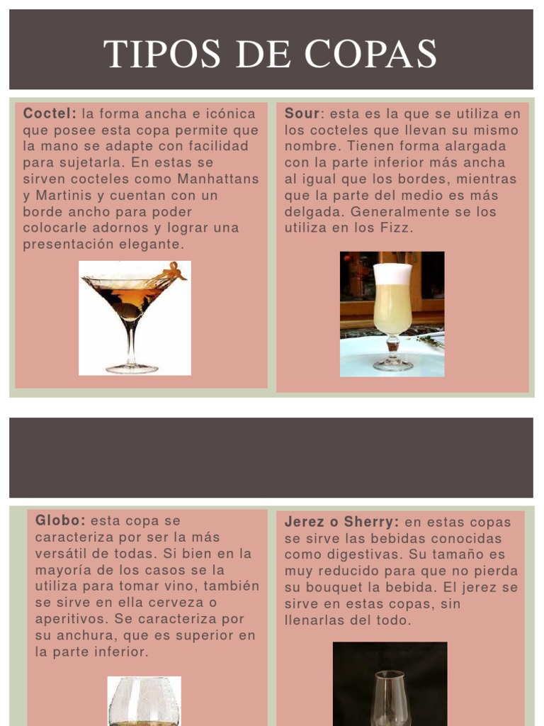 Guía de Copas para Bebidas Elegantes | PDF | Cocina, comidas y vino